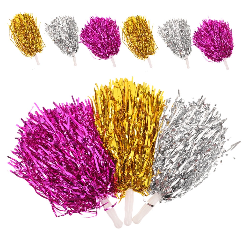 GAXIRE 9Pcs Silver Pompoms Cheerleading for Cheerleading Decorations ...