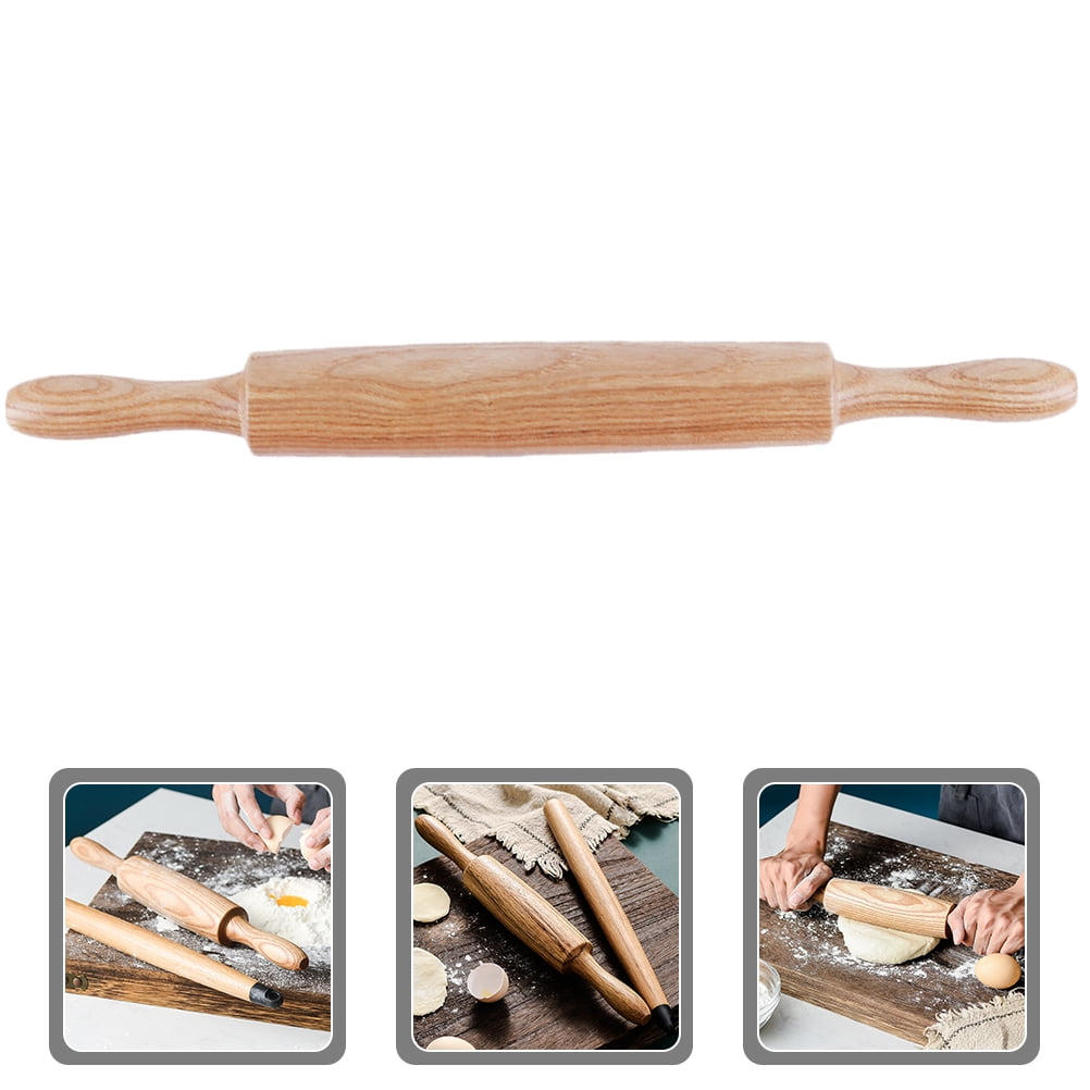 GAXIRE Wooden Hand Rolling Pin and Pizza Dough, Light Brown, Kitchen ...