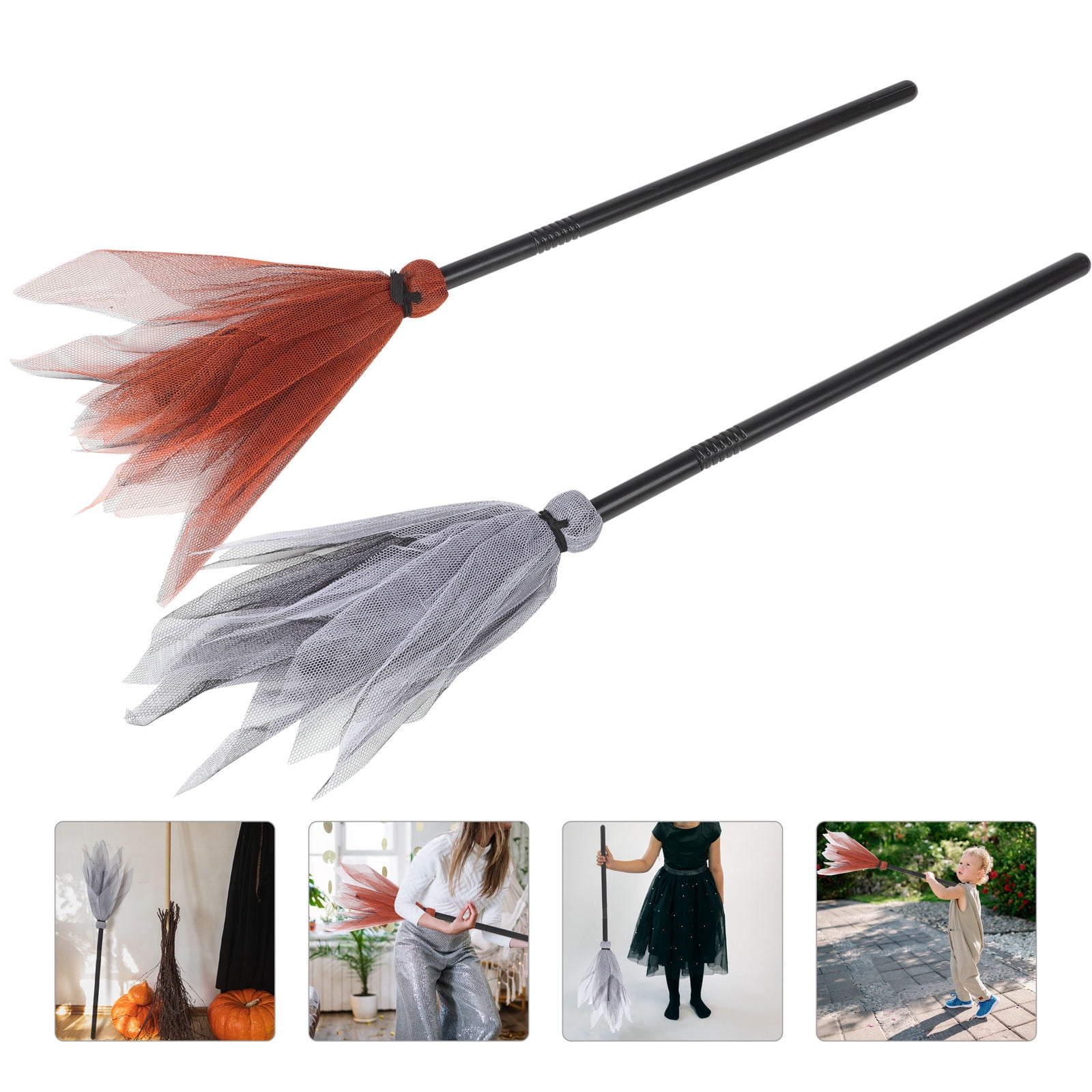 GAXIRE Broom Prop for Kids 2Pcs Orange Gauze Plastic Party - Walmart.com