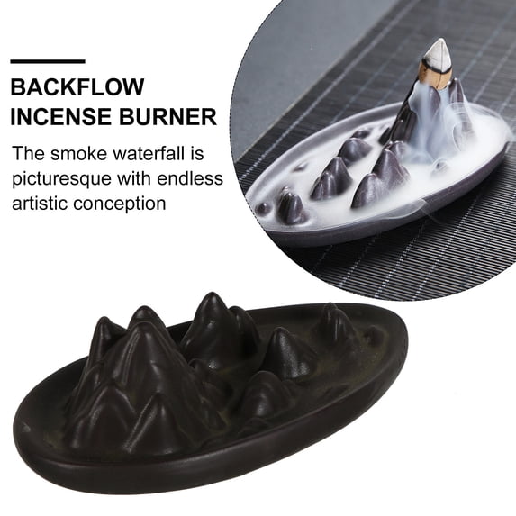 GAXIRE Brown Ceramic Backflow Incense Burner for Decoration Waterfall ...