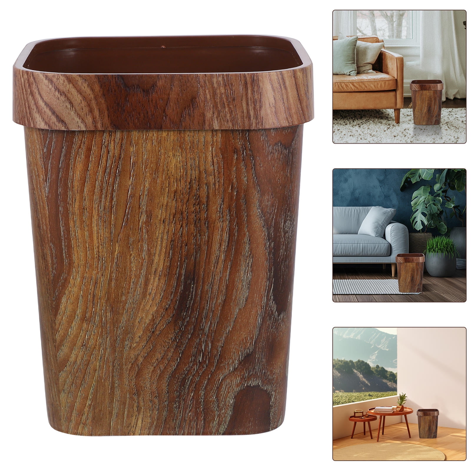 GAXIRE Bathroom Trash Bin Coffee Color Plastic Waste Can 1 Set Easy to ...