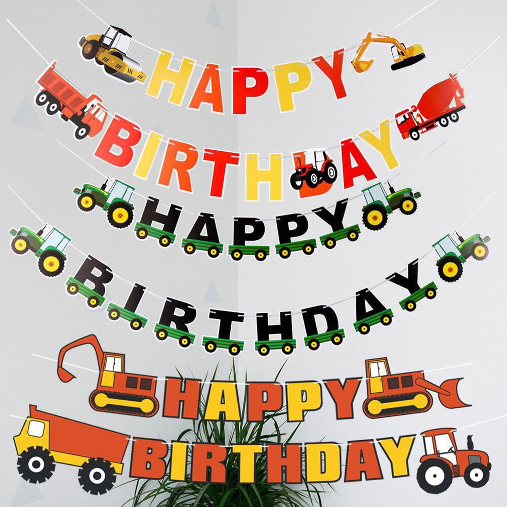 GAXIRE Construction Theme Banner Excavator Hanging Banner 11.3X8.8In ...