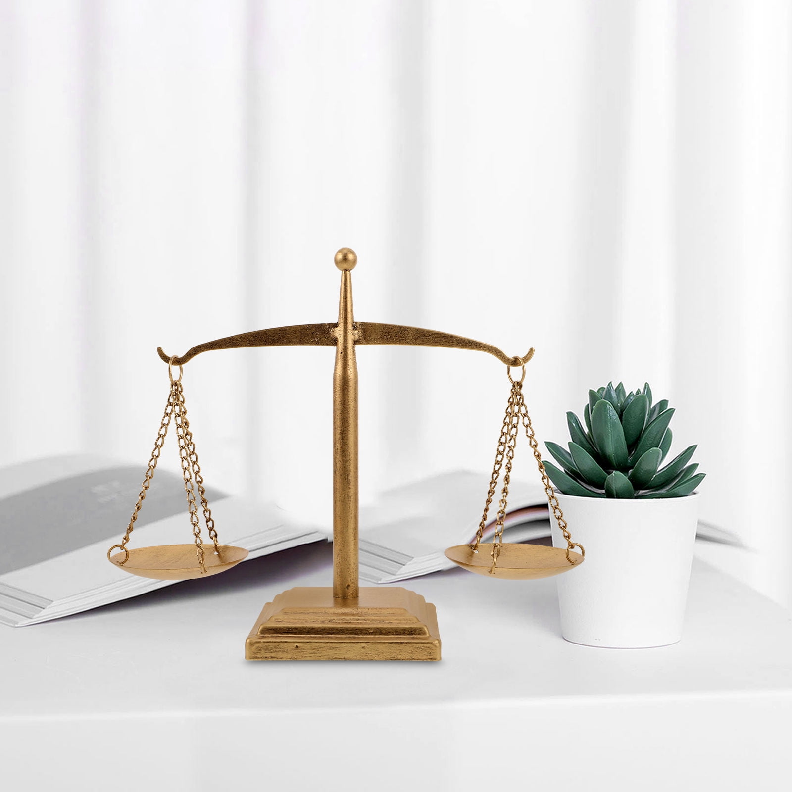 GAXIRE Decorative Balance Scale Iron Golden 1Pcs Antique Office Decor ...