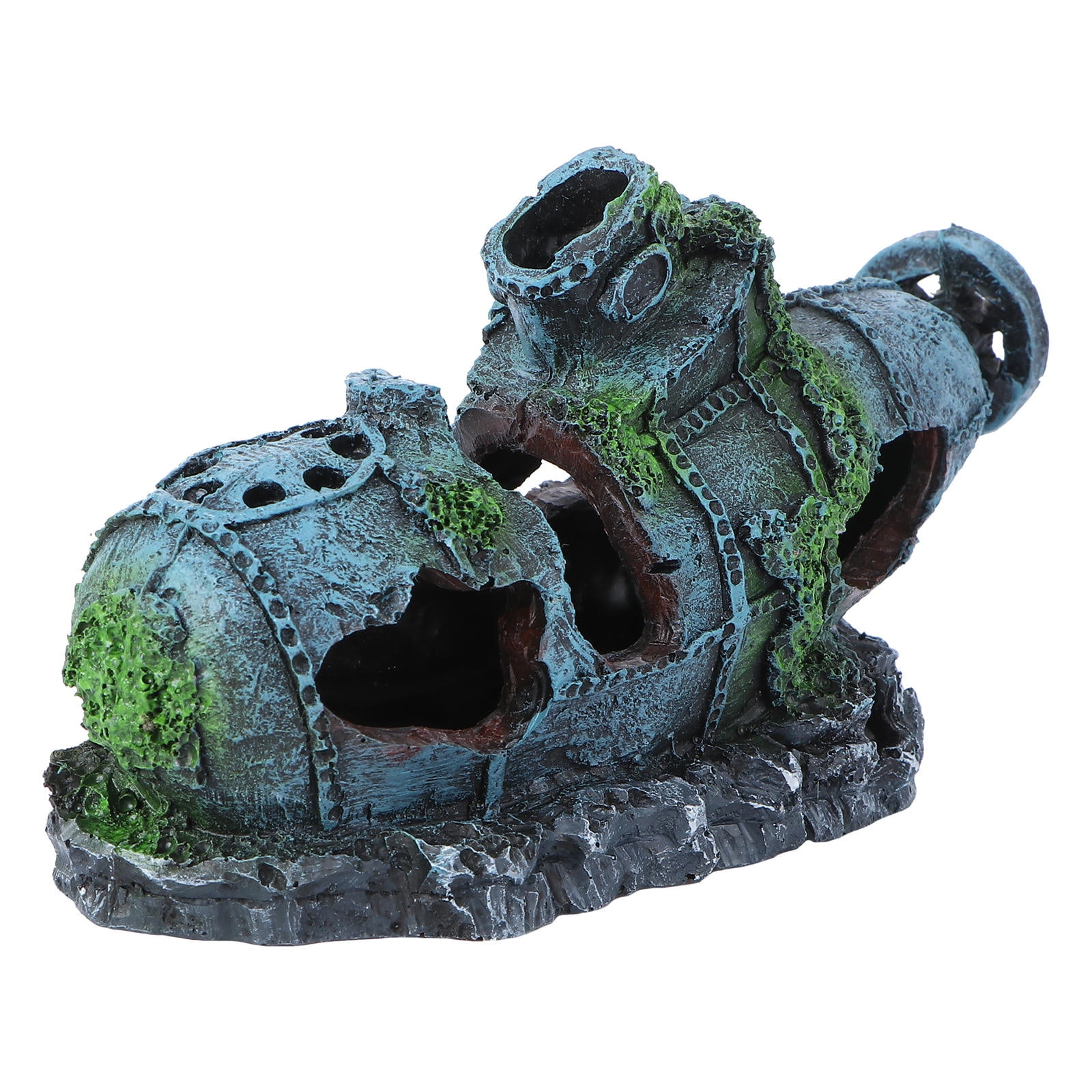 GAXIRE Fish Hides Aquarium Submarine Wreck Ornament for Fish Owners ...