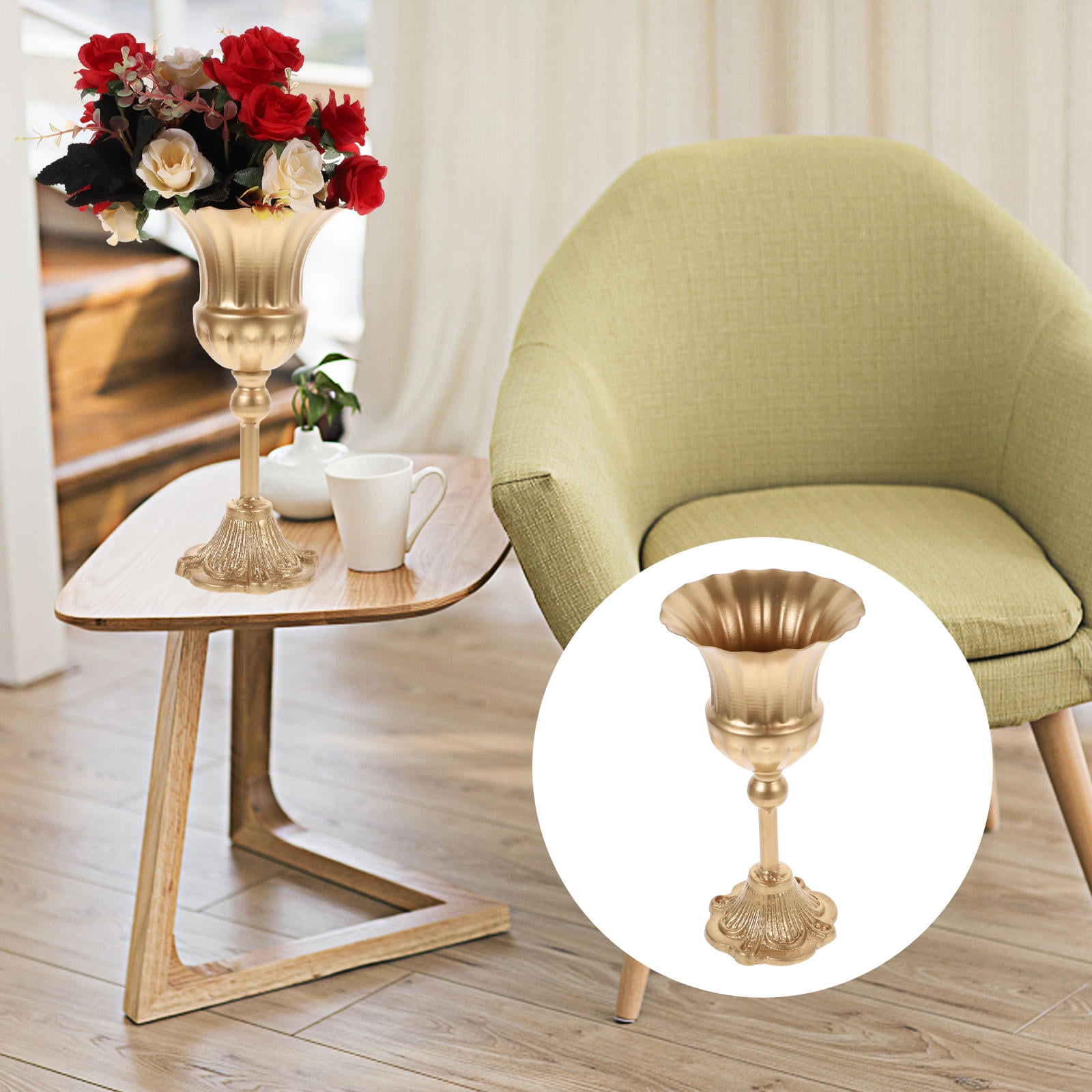 GAXIRE Geometric Lines Vase Golden Iron 1Pcs Wedding Banquet Party 9 ...