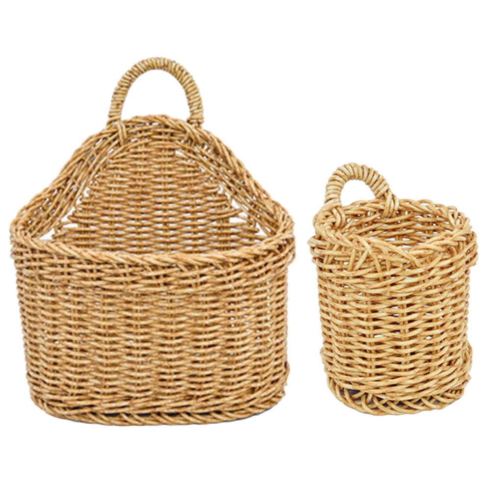 GAXIRE Rustic Style Garlic Ginger Basket Light Brown Plastic 2Pcs ...