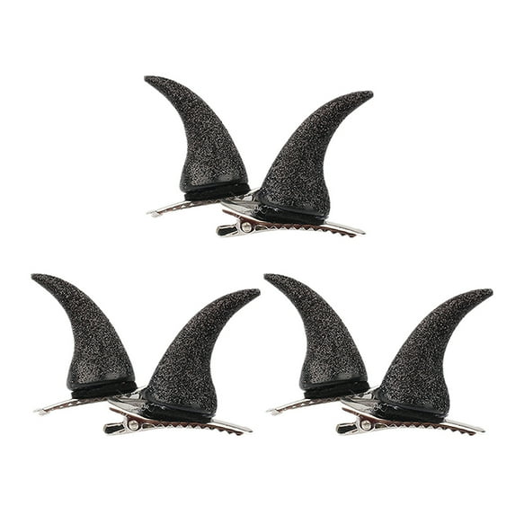 GAXIRE Horns Gothic Hair Clips 3 Pairs Plastic Metal Black for Women ...