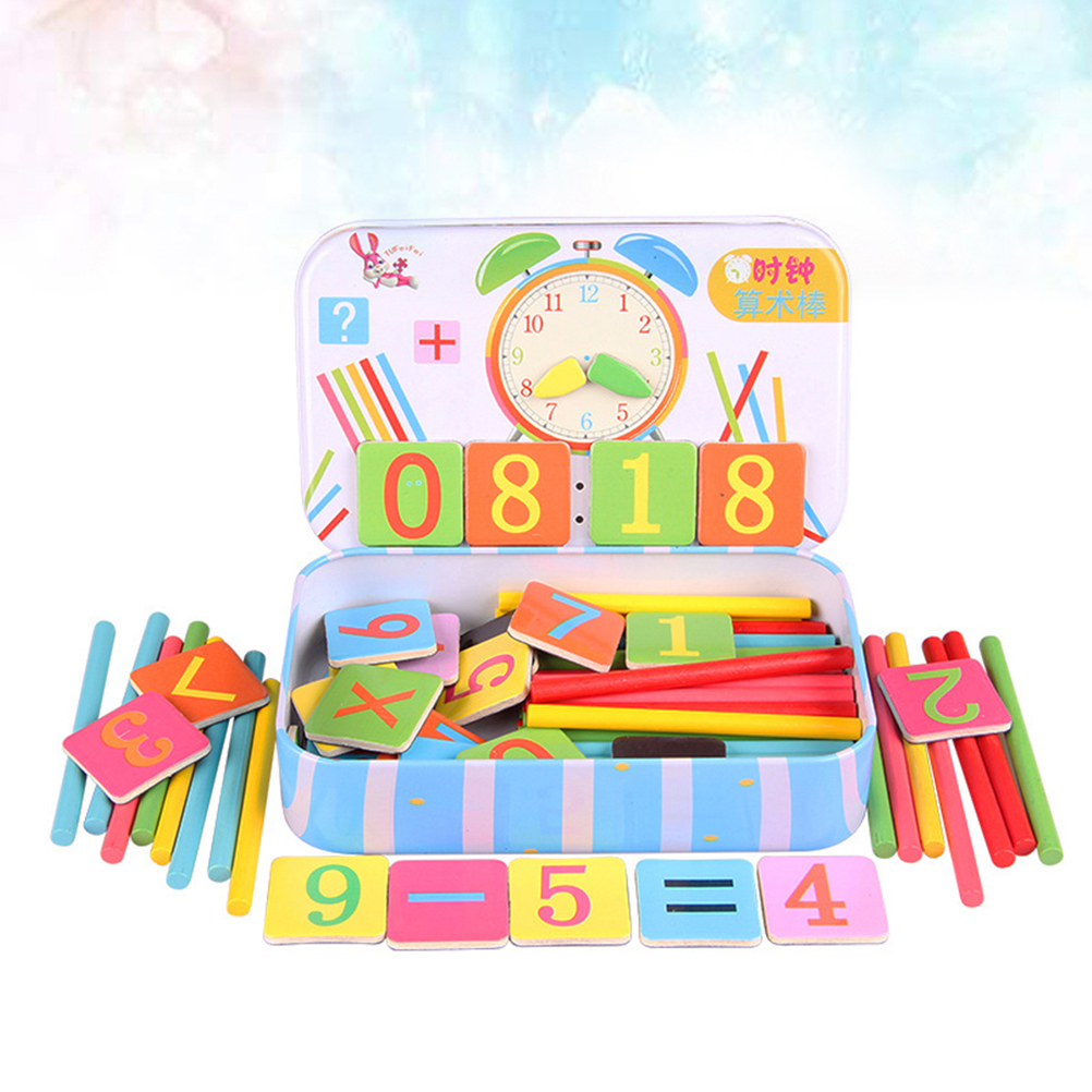 GAXIRE Math Counting Stick Arithmetic Stick Puzzle Box Wooden Teaching ...