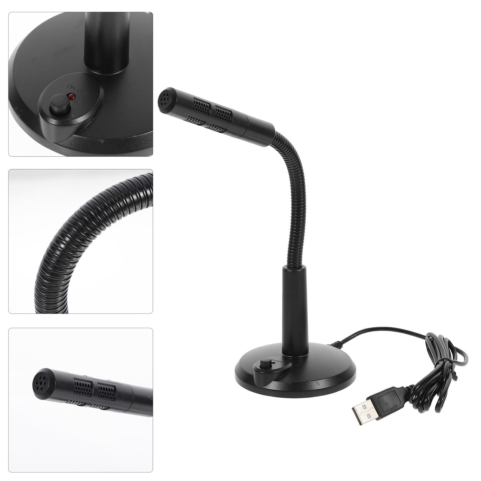 GAXIRE Portable Black USB Microphone with Flexible Stand for Computer ...