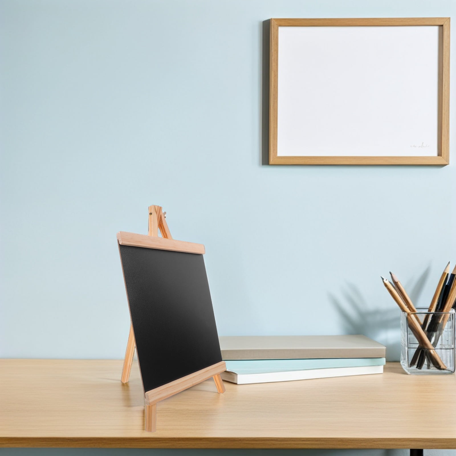 GAXIRE Reminder Board Small Chalkboard Sign with Stand Wooden Display ...