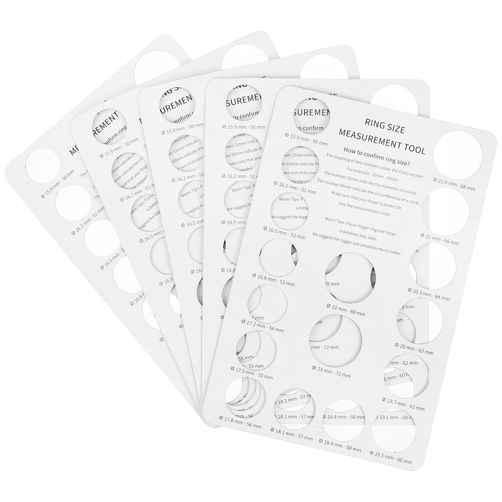 GAXIRE Ring Size Measurement Tool 5Set White Circular Ring Sizer ...