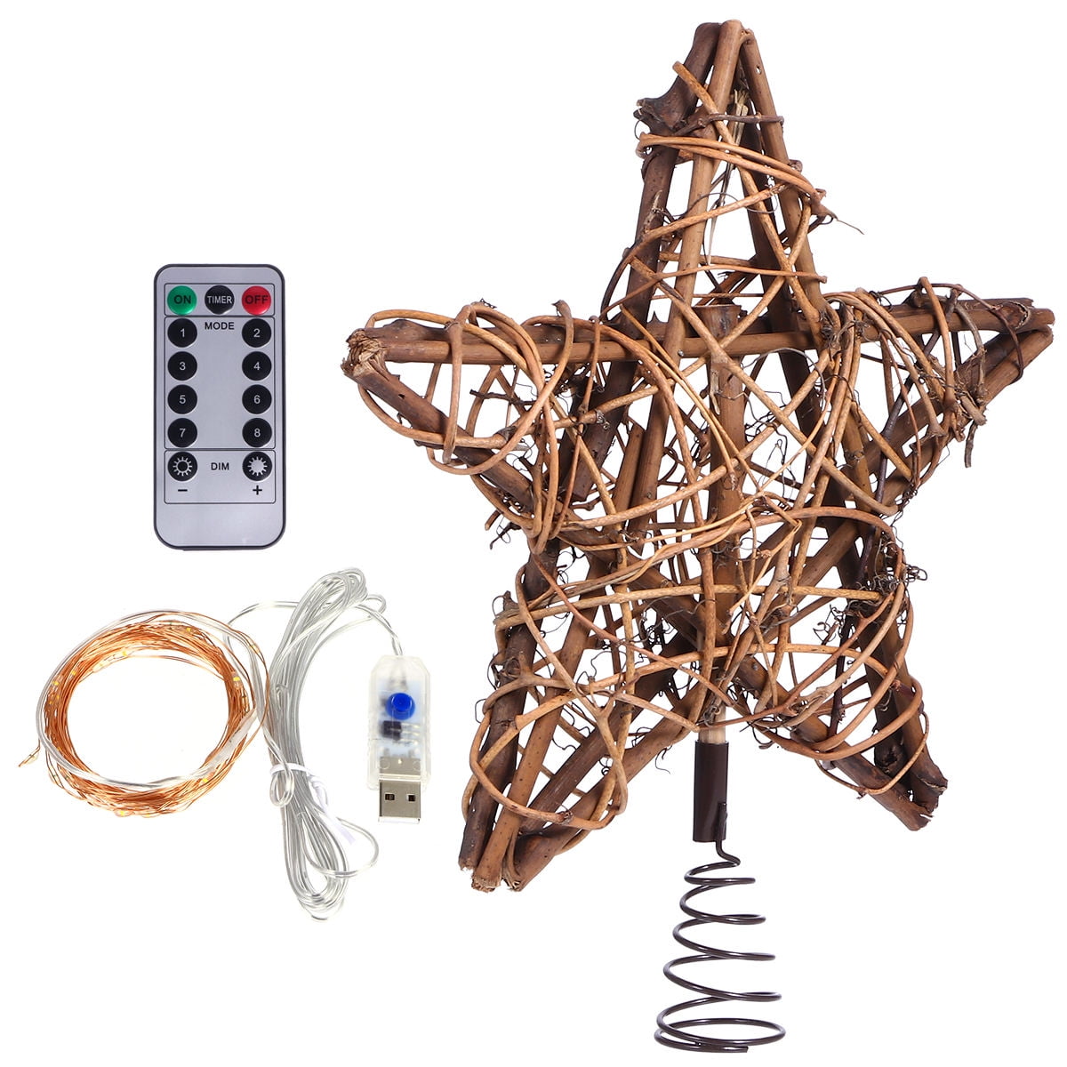 GAXIRE Rustic Wood Star Hanging Lighted Star Christmas Tree Decoration ...