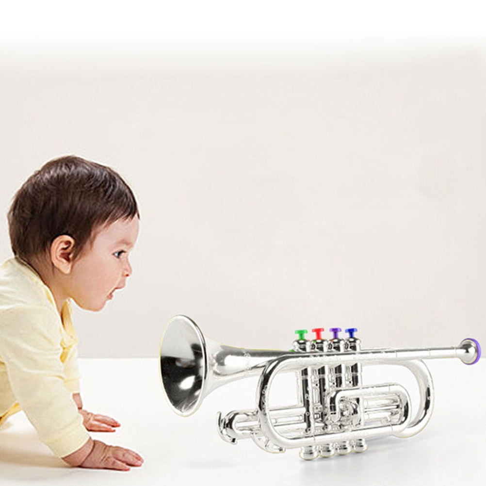 GAXIRE Simulation Trumpet Toy 1Pcs Silver for Kids with Round Edges and ...