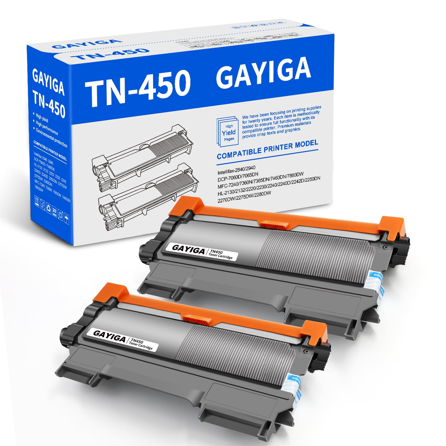 GAYIGA 2 Pack Toner Cartridge Replacement for Brother TN450 TN 450 ...