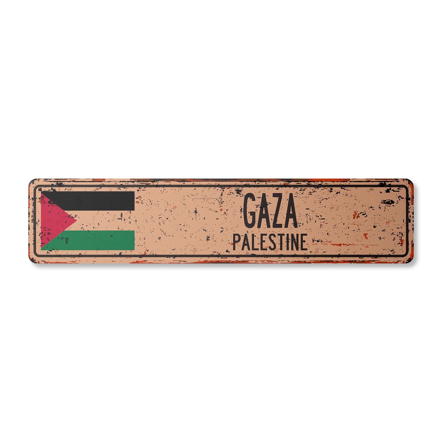 GAZA PALESTINE Vintage Plastic Street Sign Palestinian flag city ...