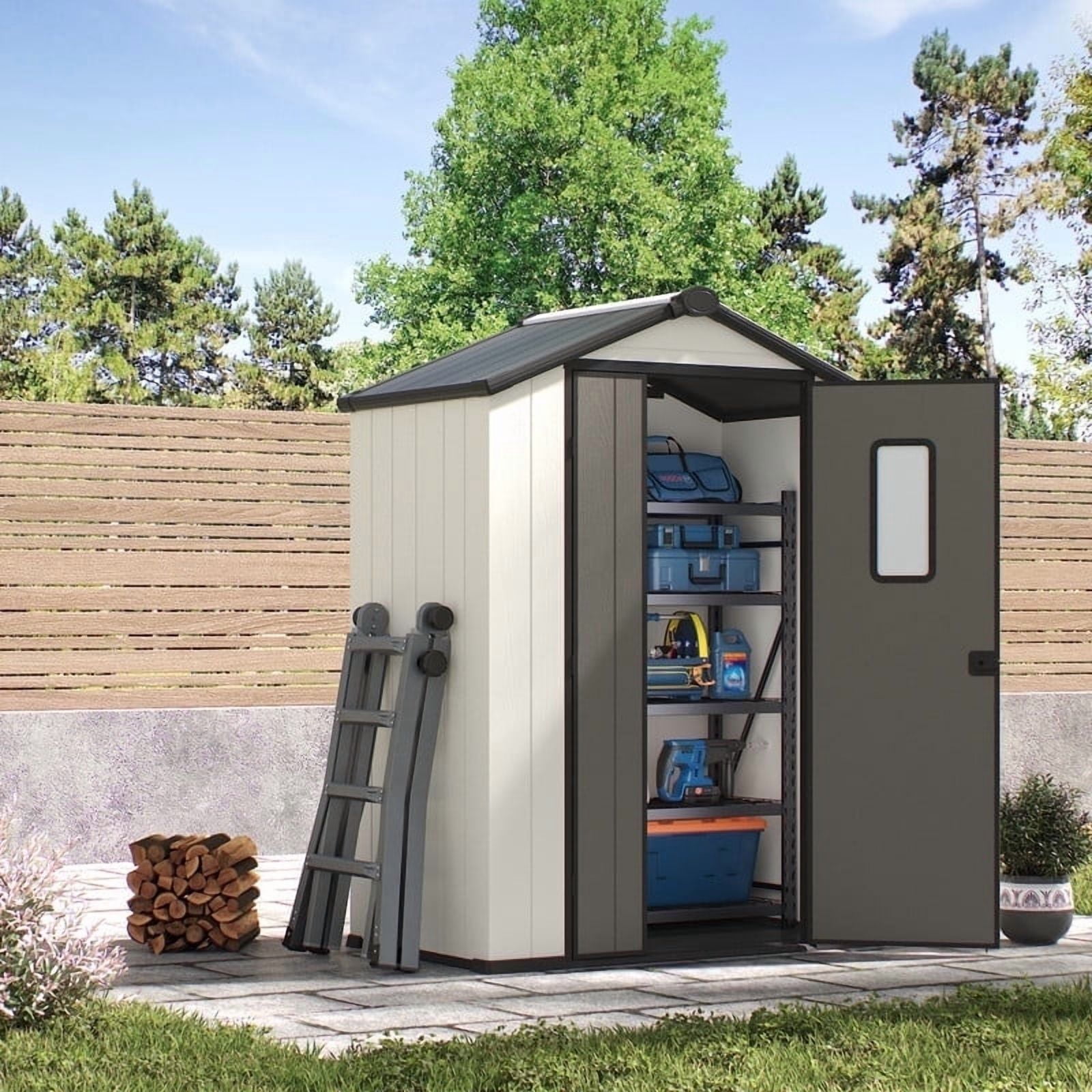 GAZEBETER 5x3 FT Resin Storage Shed with Built-in Floor,Weatherproof ...