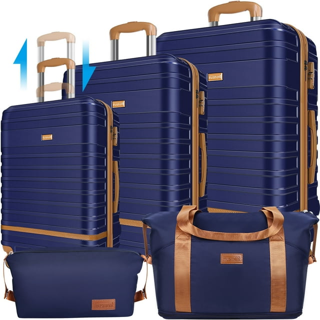 3 Piece Luggage Sets ABS Hardshell Lightweight Suitcase with TSA Lock ...