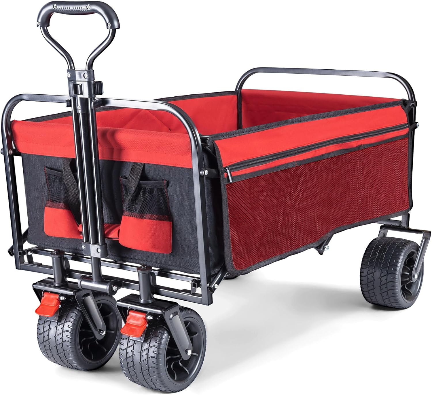 GAZILY Collapsible Wagon Cart Red, Foldable Wagon Cart Removable Canopy ...