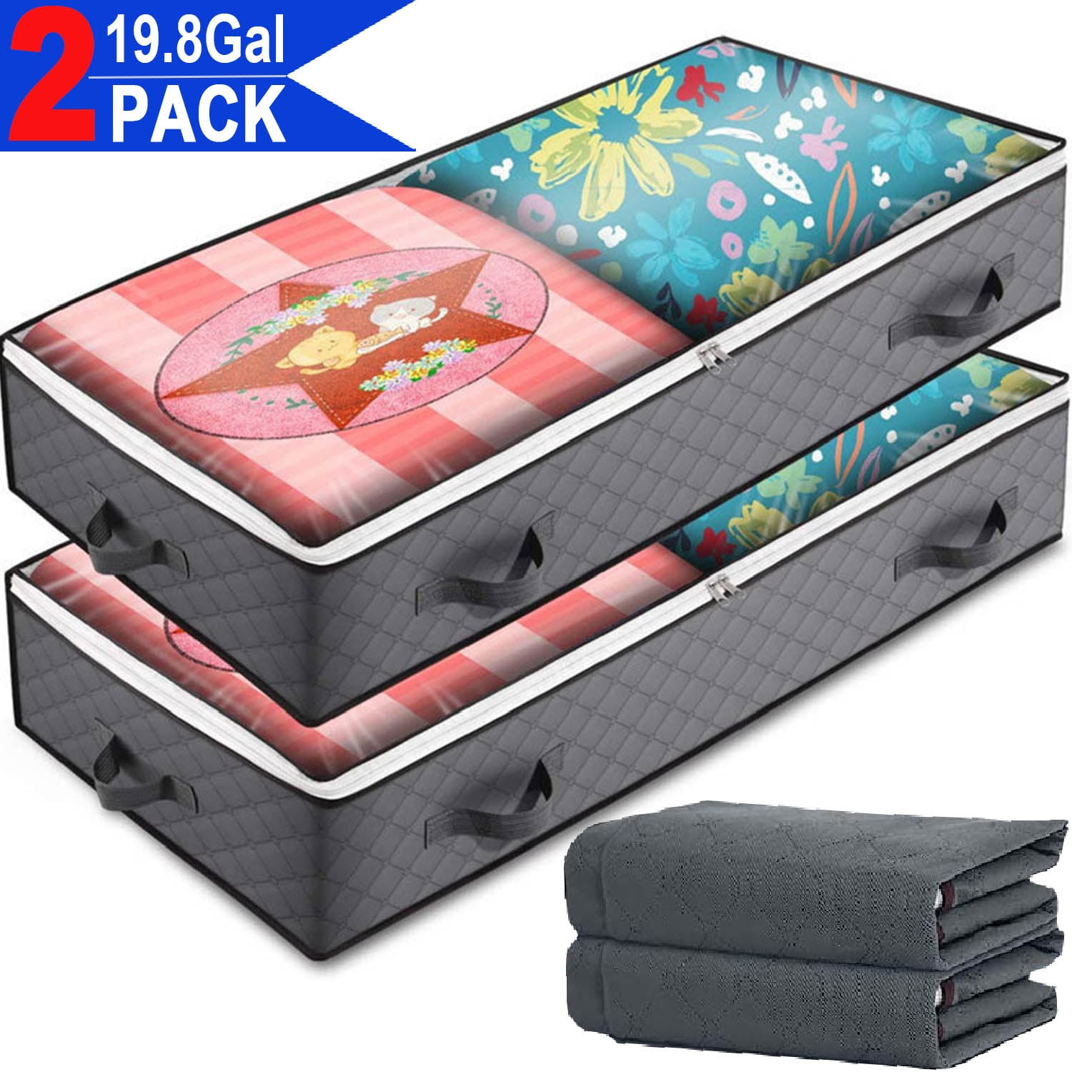 Under bed Storage Bags 2 Packs, Large Capacity Storage Bag Organizer ...