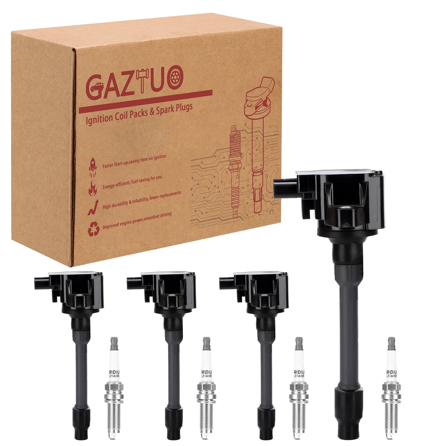GAZTUO Ignition Coil Pack UF781 and Spark Plugs (Set of 4) Compatible ...