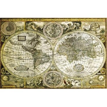 Map of the World, vintage (mercator projection) Poster (36 x 24 ...