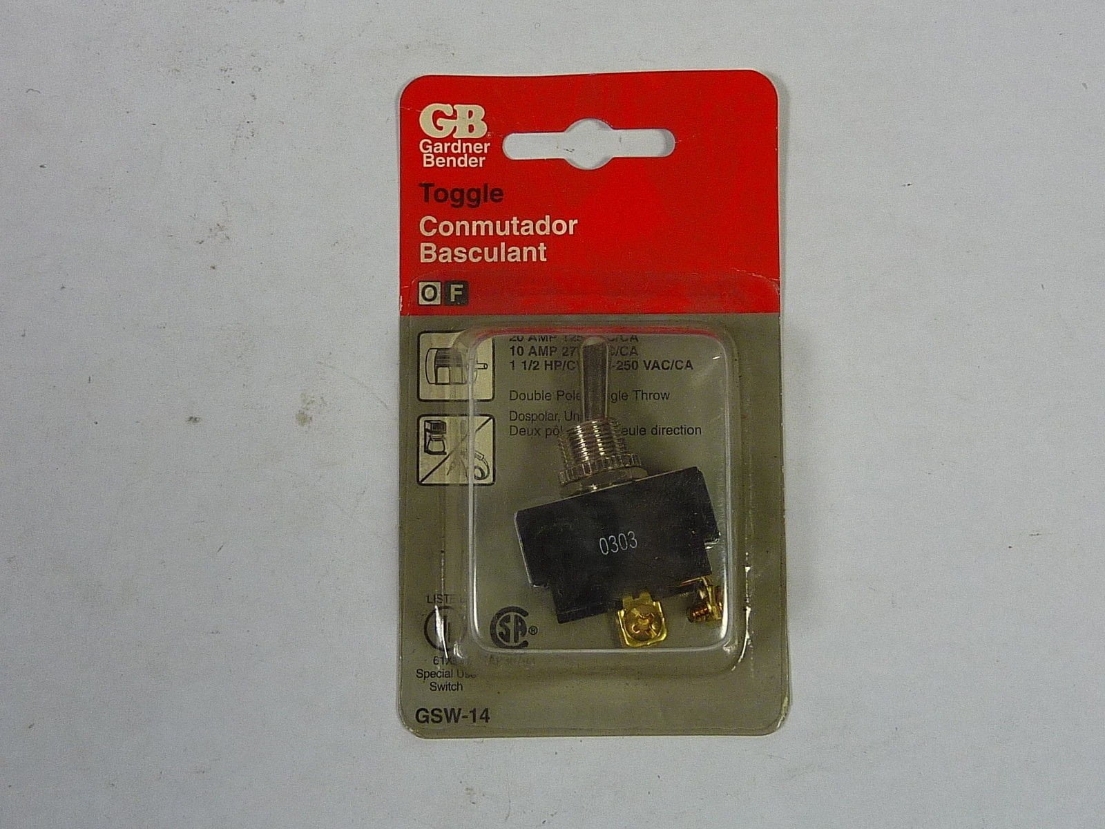 GB Gardner Bender GSW-14 DPST 20A 125VAC O/F Heavy Duty Toggle Switch - Walmart.com