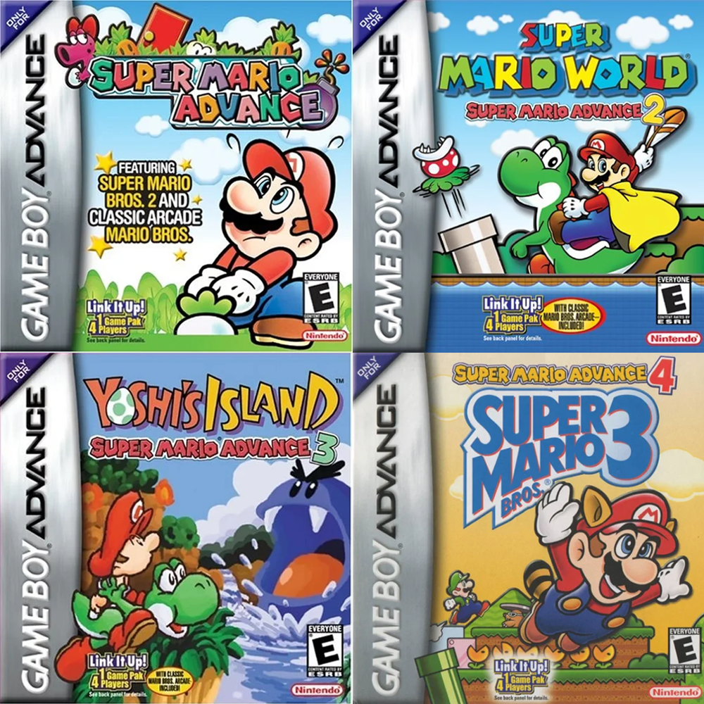 GBA Game 4PCS Set Super Mario Advance 1+2+3+4 Games Cartridge Card for ...