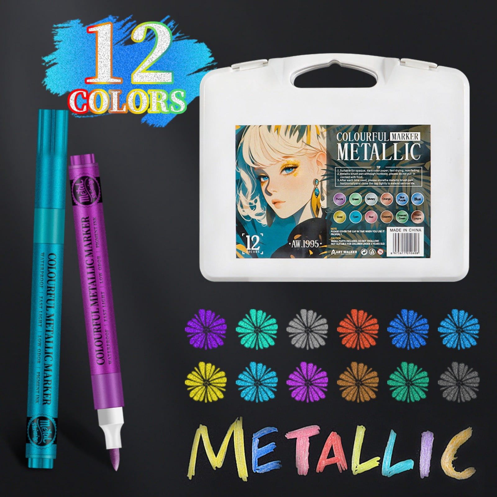 GBAYXJ 12 Metallic Pens For Rock Painting Stone Ceramic Glass Wood ...
