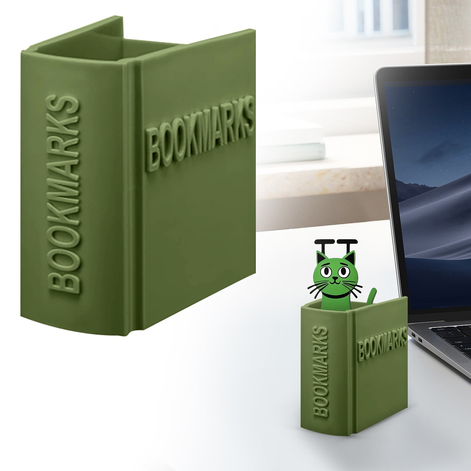 GBAYXJ 3D Printed Bookmark Holder Army Green 3D Printed Book Shaped ...