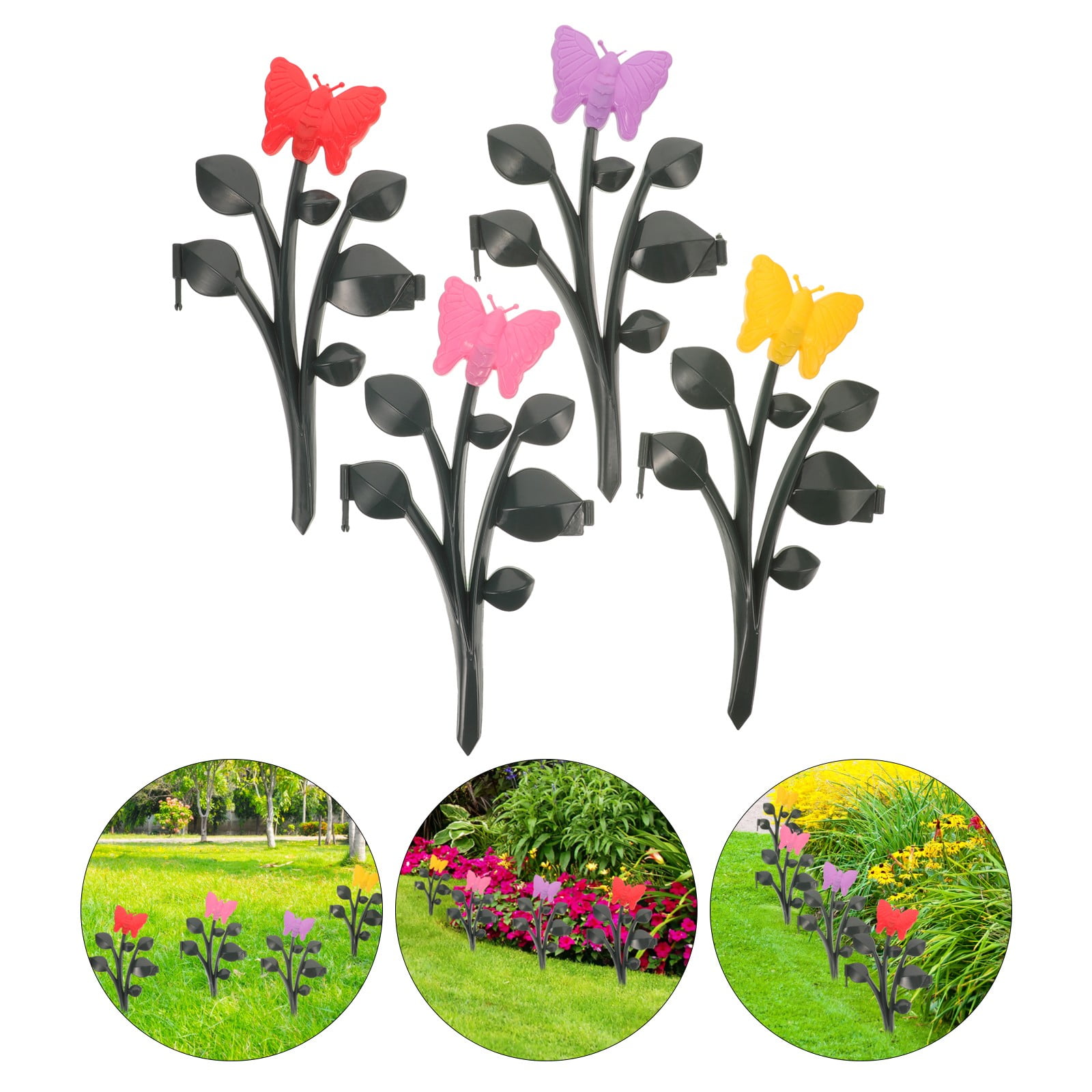 GBAYXJ^Pink| 4 Pieces Plastic Garden Fence Edging Border Ornamental ...