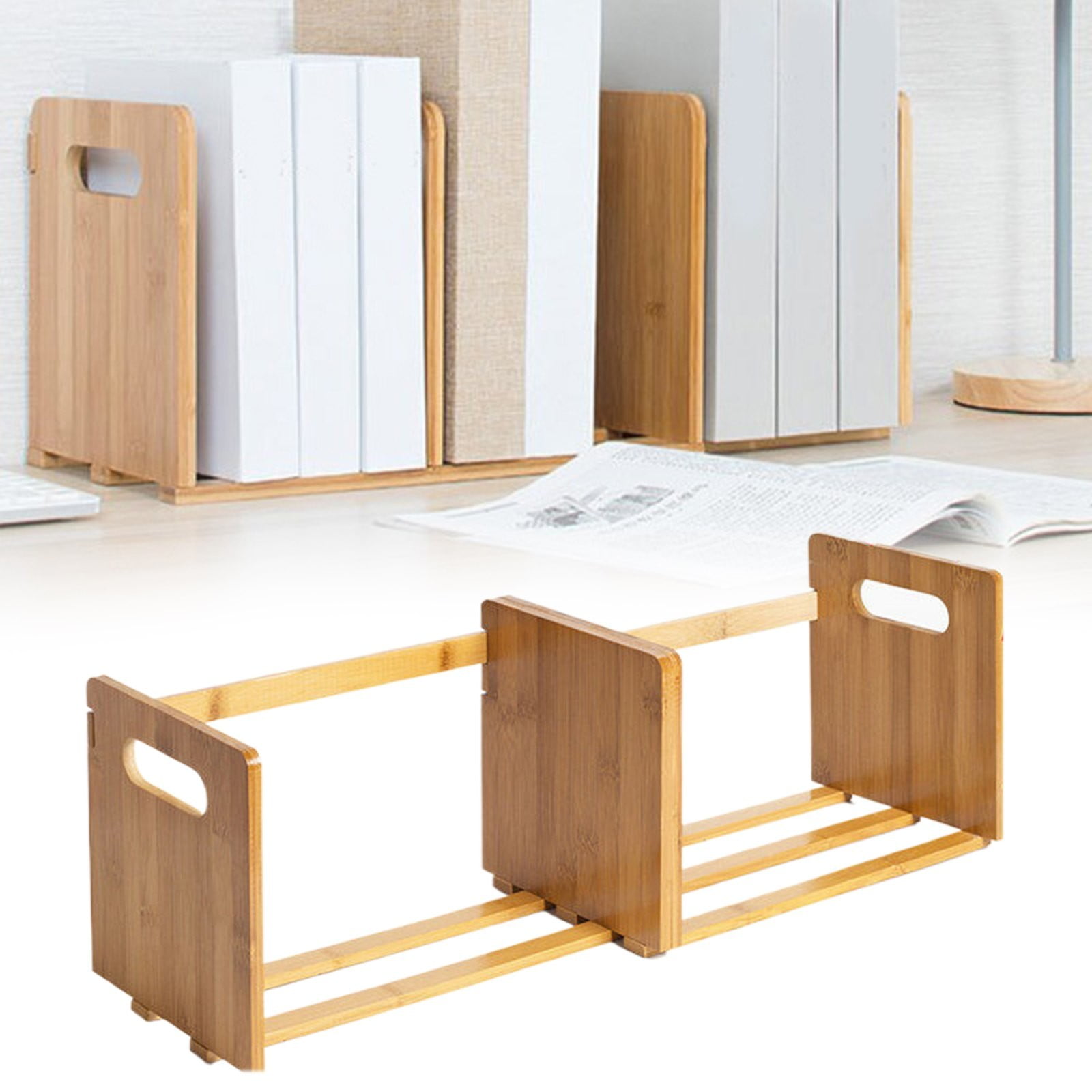 GBAYXJ Desktop Bookshelf With Portable Handle， Expandable Desktop ...