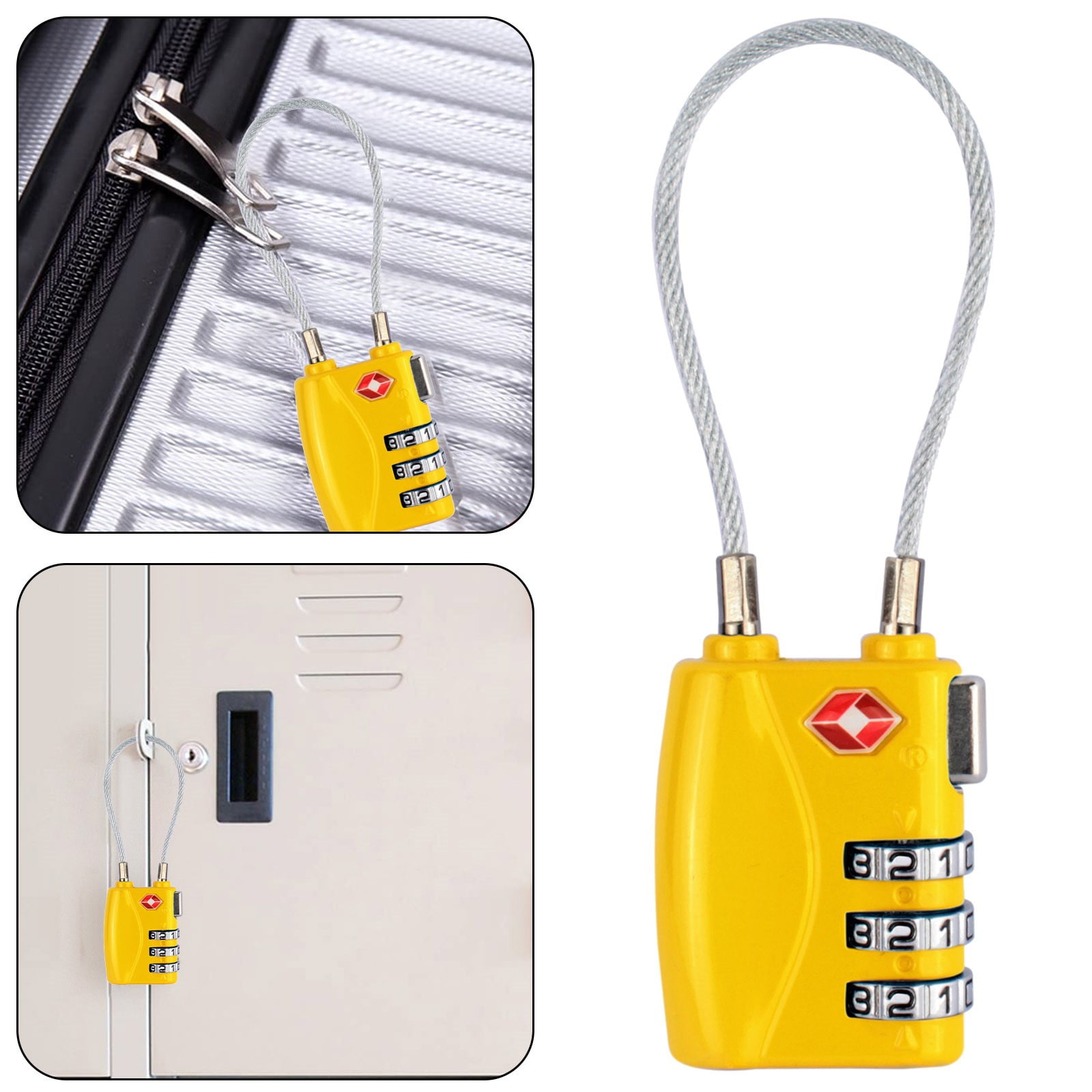 GBAYXJ—Mini Approved Cable Luggage Lock 3 Digit Combination Password ...