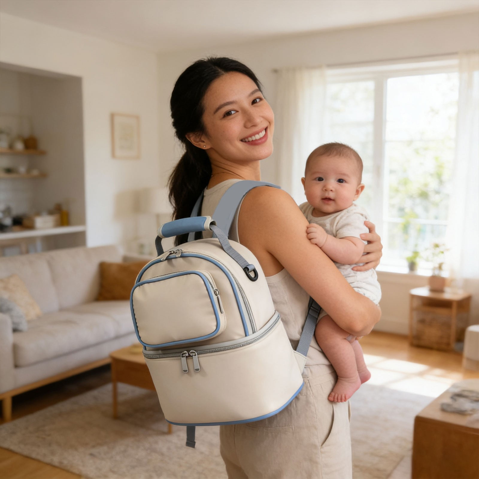 GBAYXJ Portable Insulated Mom Backpack Multi Functional Diaper Bag With ...