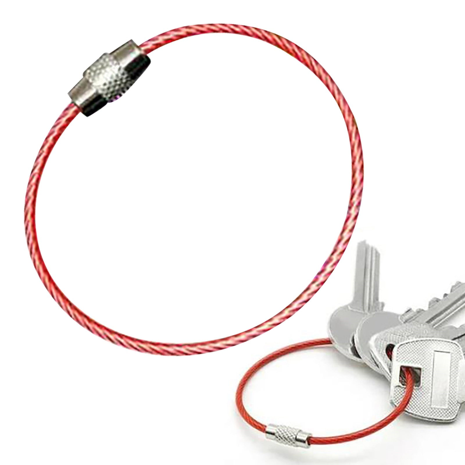 GBAYXJ^Red| Stainless Loops 2mm Coated Wire Keychain Cable Large ...
