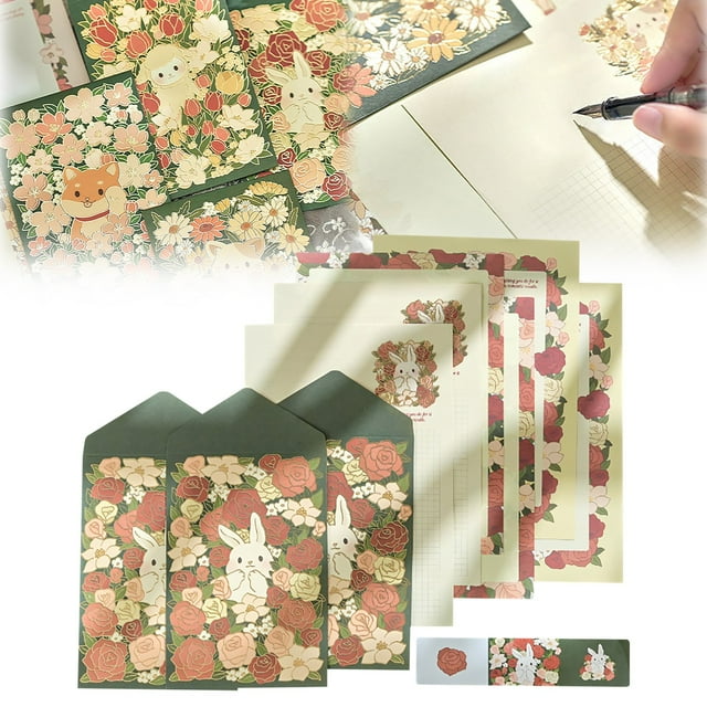 GBAYXJ—Stationery Paper And Envelopes Set Cute Animal Patterns Envelope ...