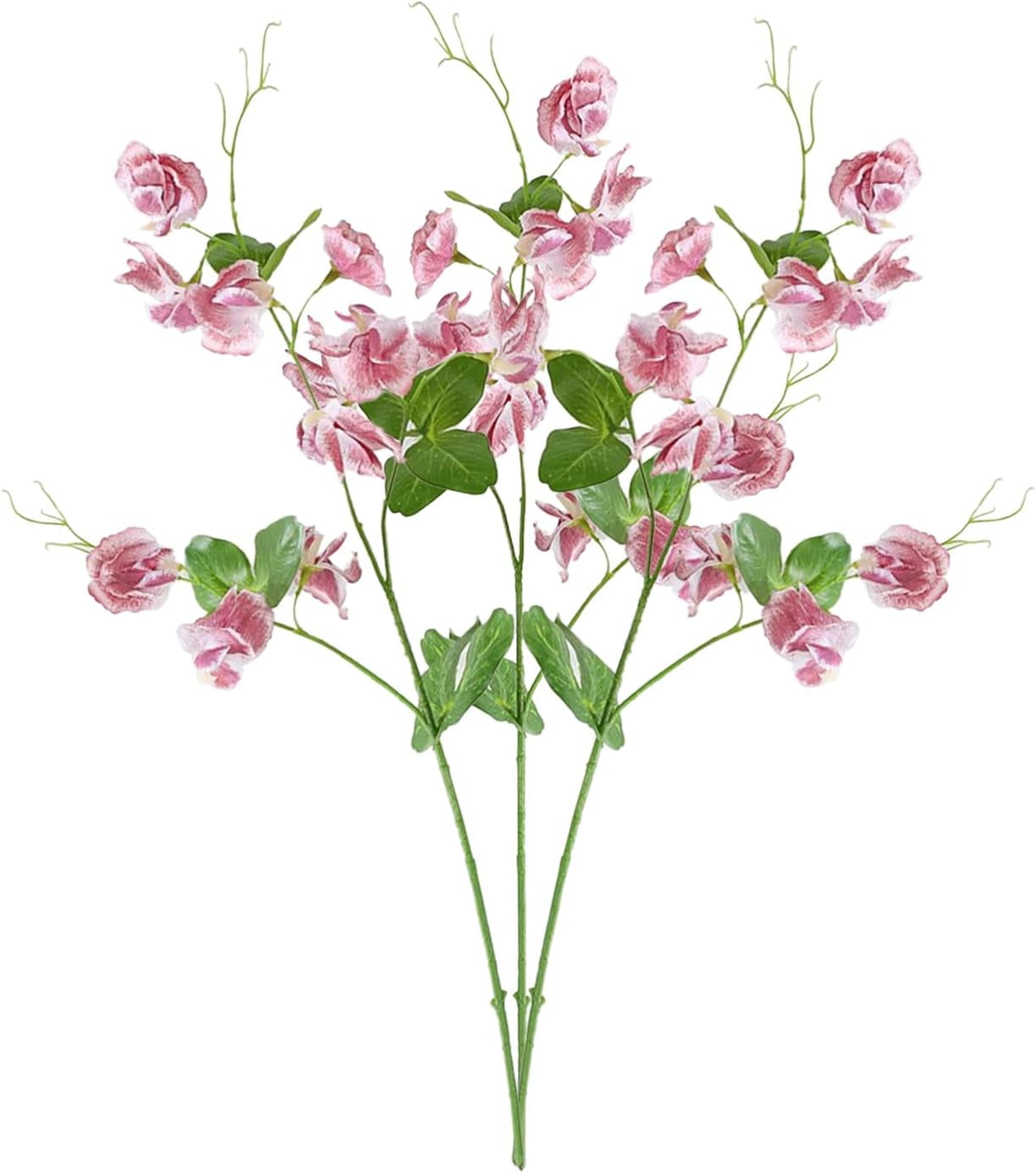 GBB-3PCS Artificial Pea Flowers, 21.7in Artificial Silk Sweetpea Stems ...