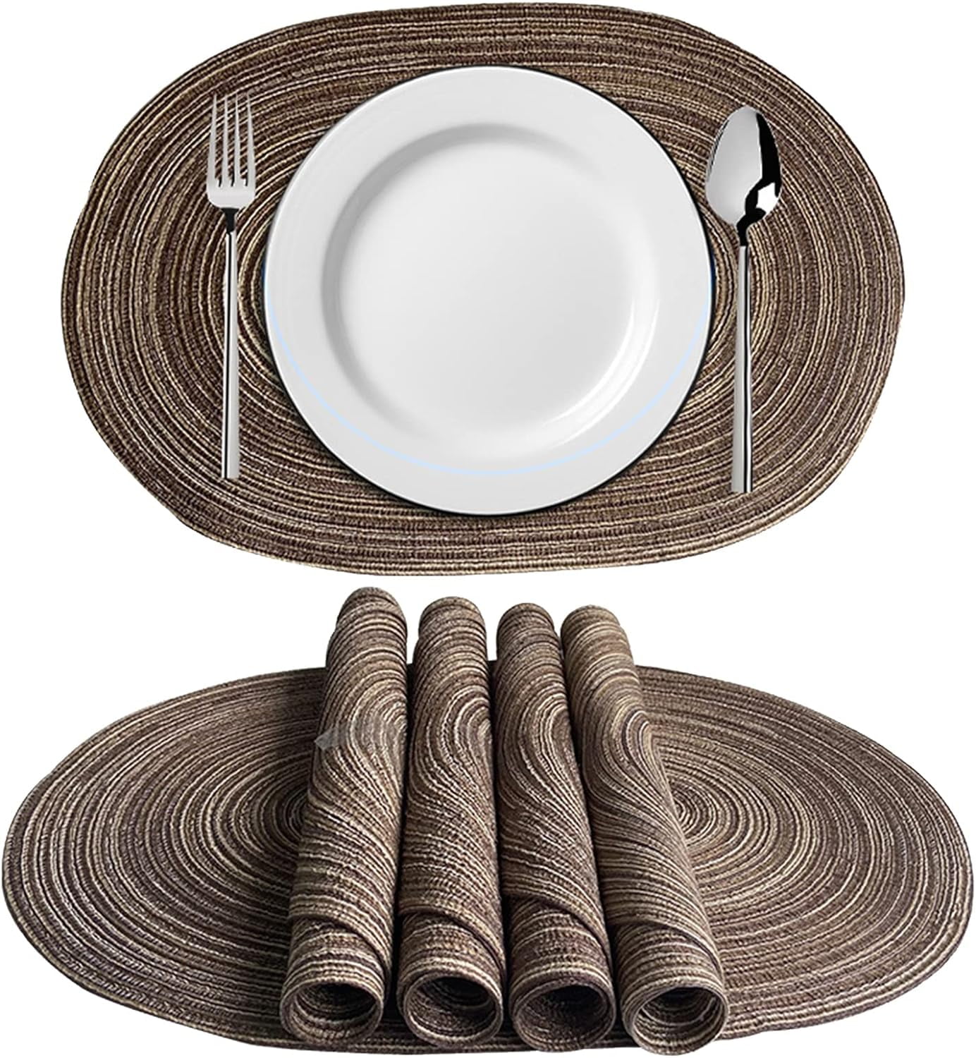 DJH-Oval Placemats Set of 4，Anti-Slips, Wear Resistance Placemat，Hand ...