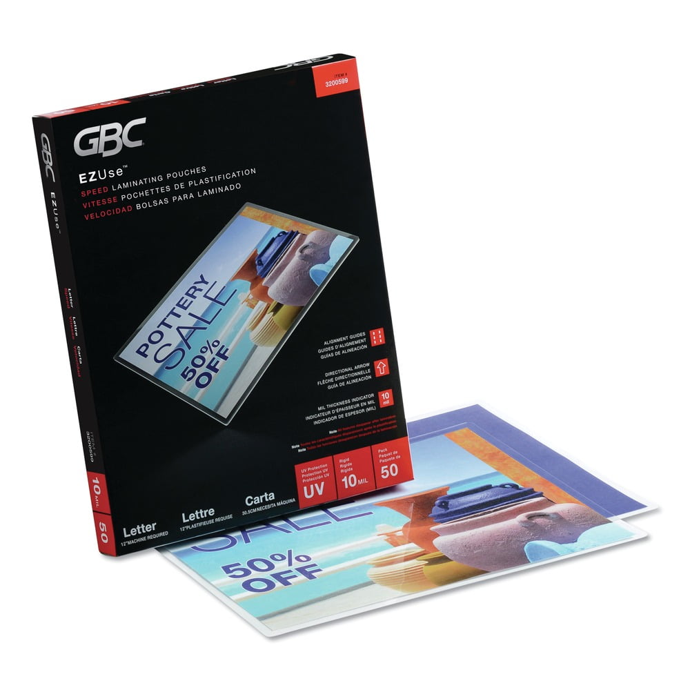 GBC, GBC3200599, Fusion EZUse Laminating Pouches, 50 / Box, Clear ...