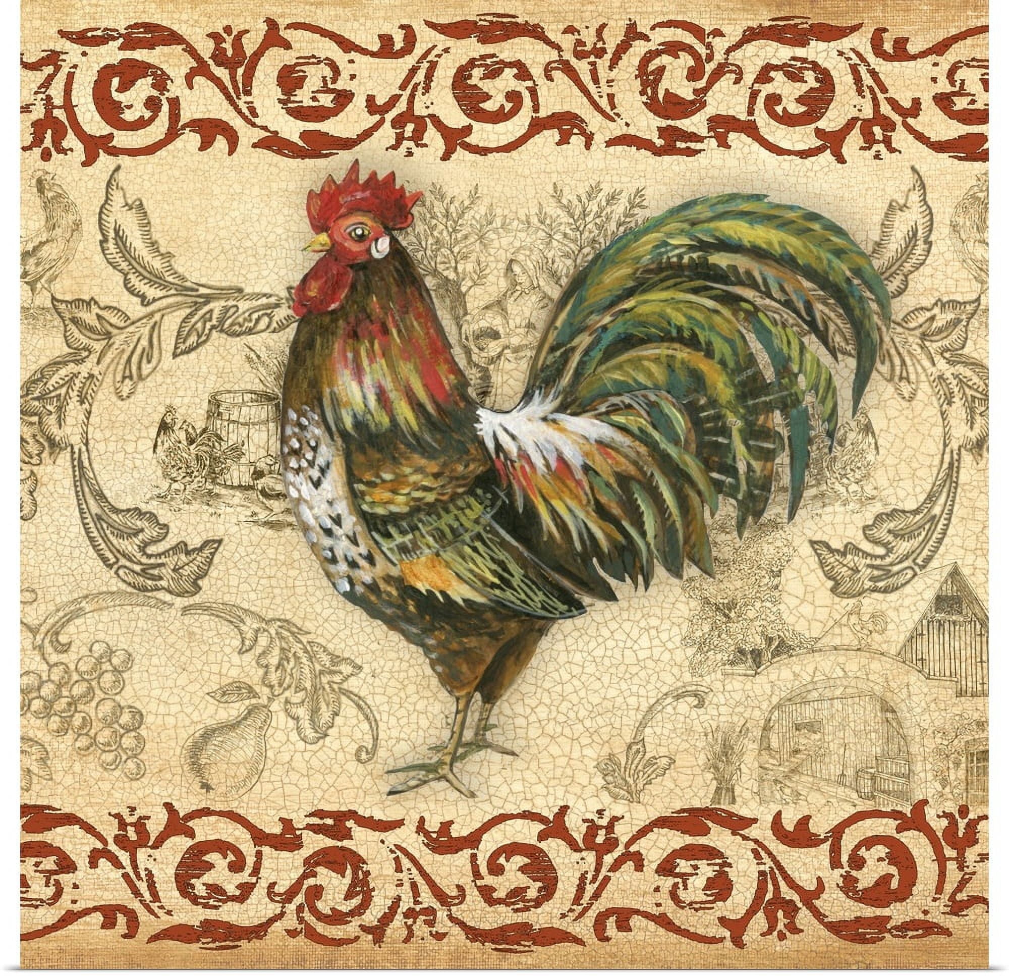 GBC | "Toile Rooster IV" Art Print - 30x30 - Walmart.com