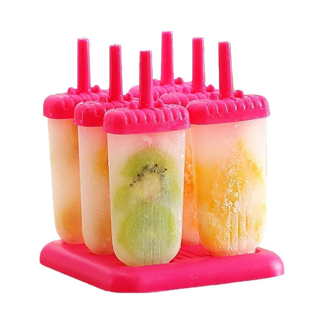 GBEX 6 Pcs 100 Food Grade Homemade Reusable Ice Popsicle Makers Frozen ...