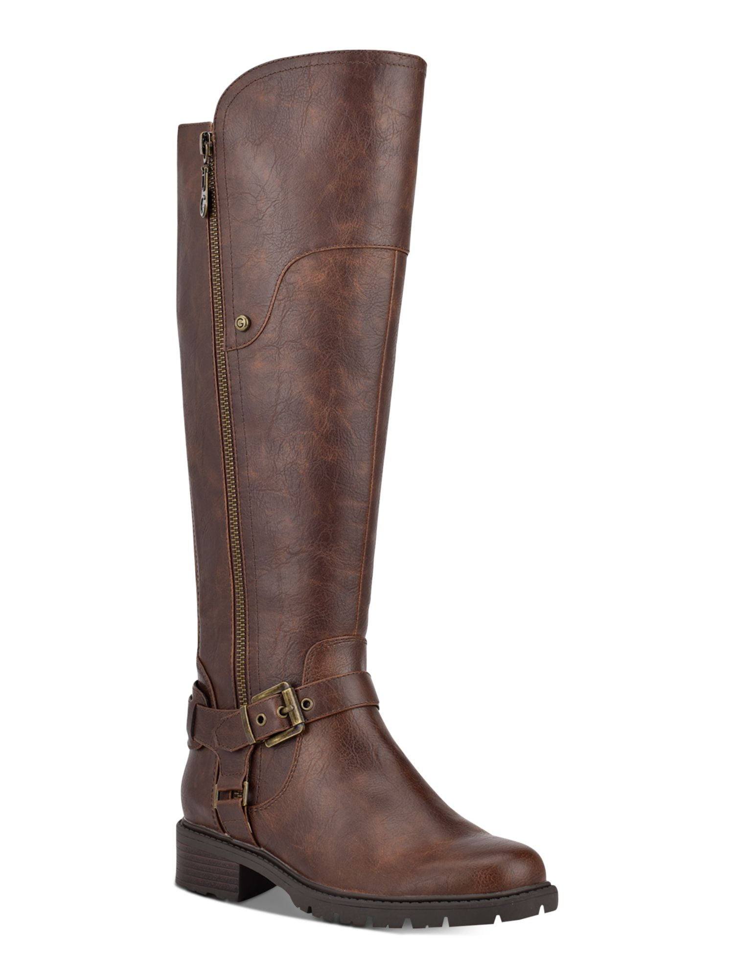 GBG GUESS Womens Brown 1/2" Platform Stretch Gore Padded Zipper Accent ...