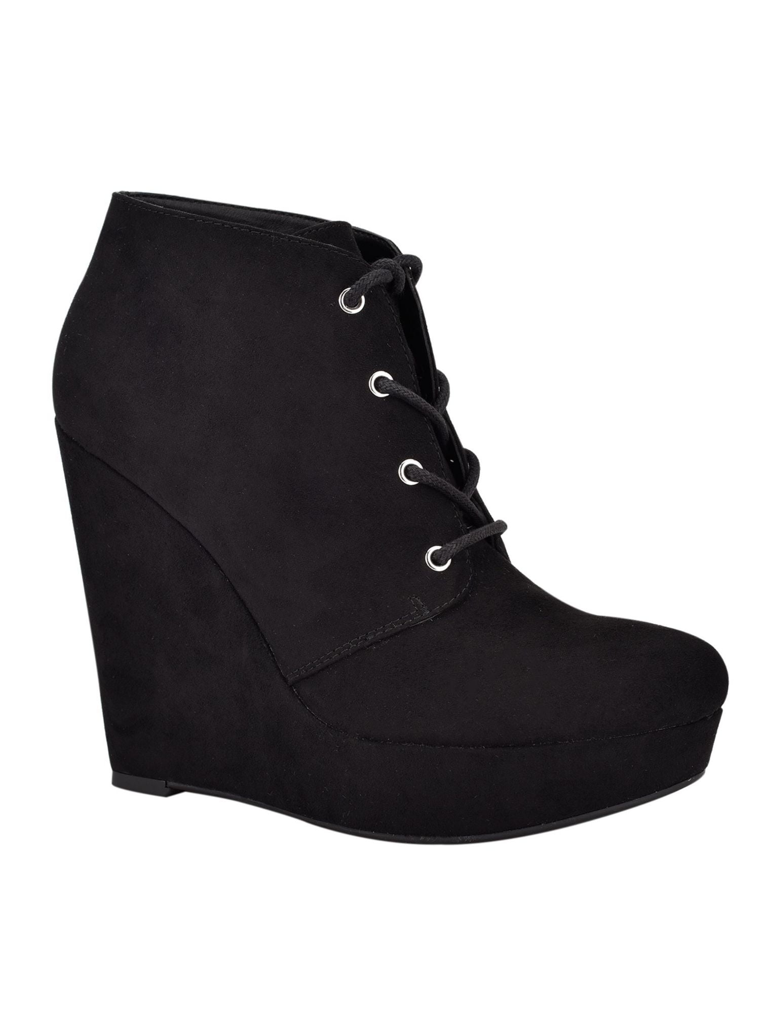 GBG Womens Black Almond Toe Wedge Lace-Up Dress Booties 10 - Walmart.com