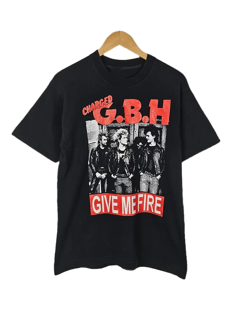GBH "Give Me Fire" Punk Rock Graphic T-Shirt for Men - Black Cotton ...