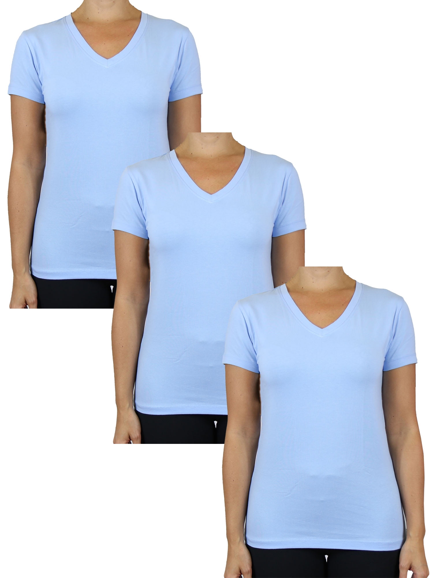 GBH Womens V-Neck Cotton Stretch Short Sleeve Tees (3-Pack) - Walmart.com
