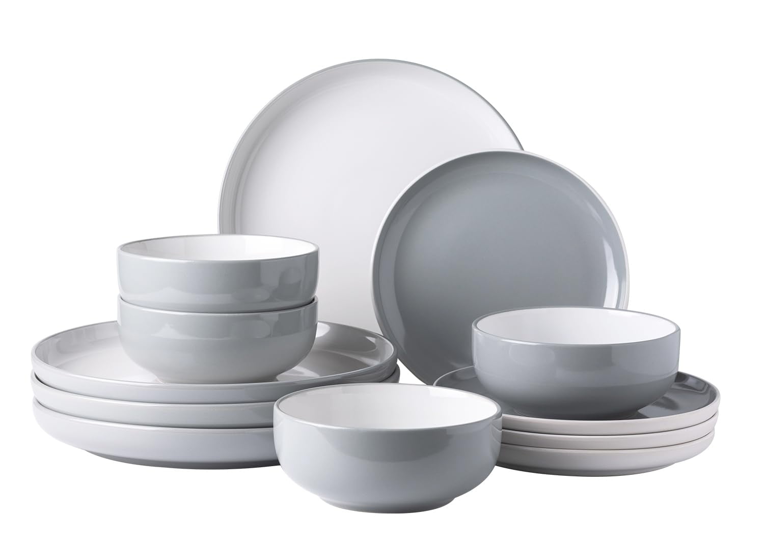 GBHOME 12 Pieces Ceramic Dinnerware Set Modern White Dish Set for ...