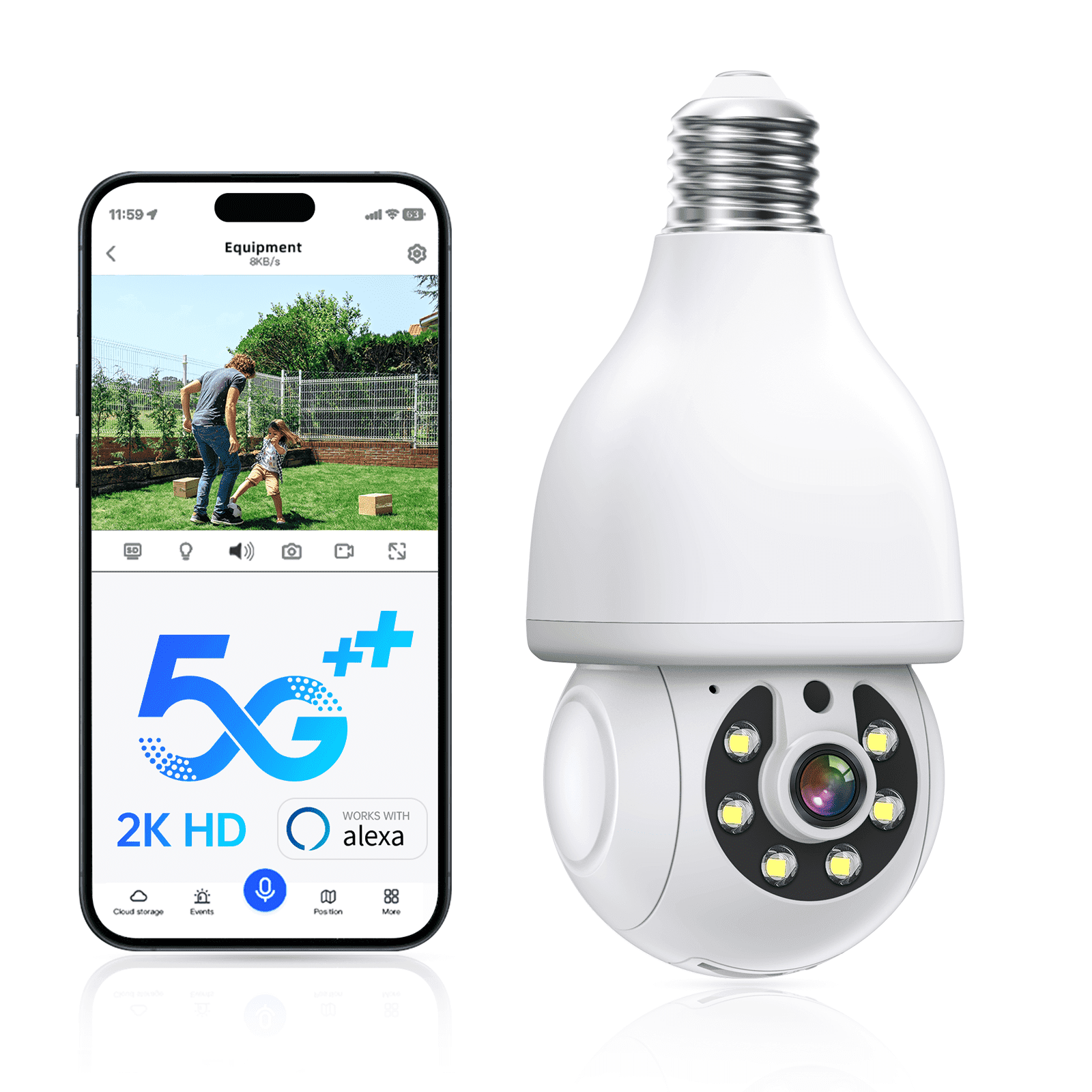 GBIUT Bulb Security Camera, 360° 3K Wireless, Motion Detection, 2-Way ...