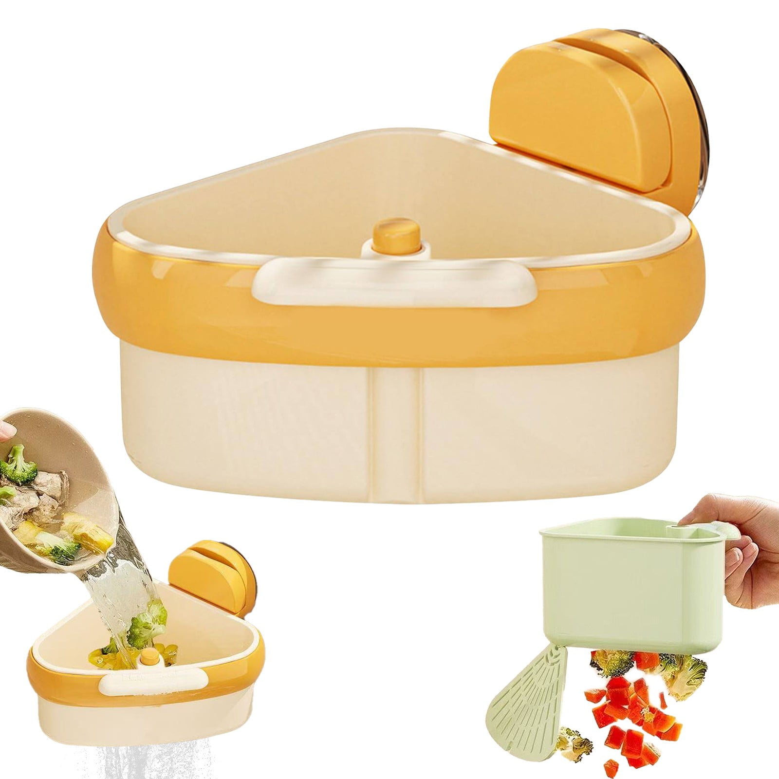 GBJHJIA Corner Sink Strainer Basket, Kitchen Suction Cup Sink Corner ...