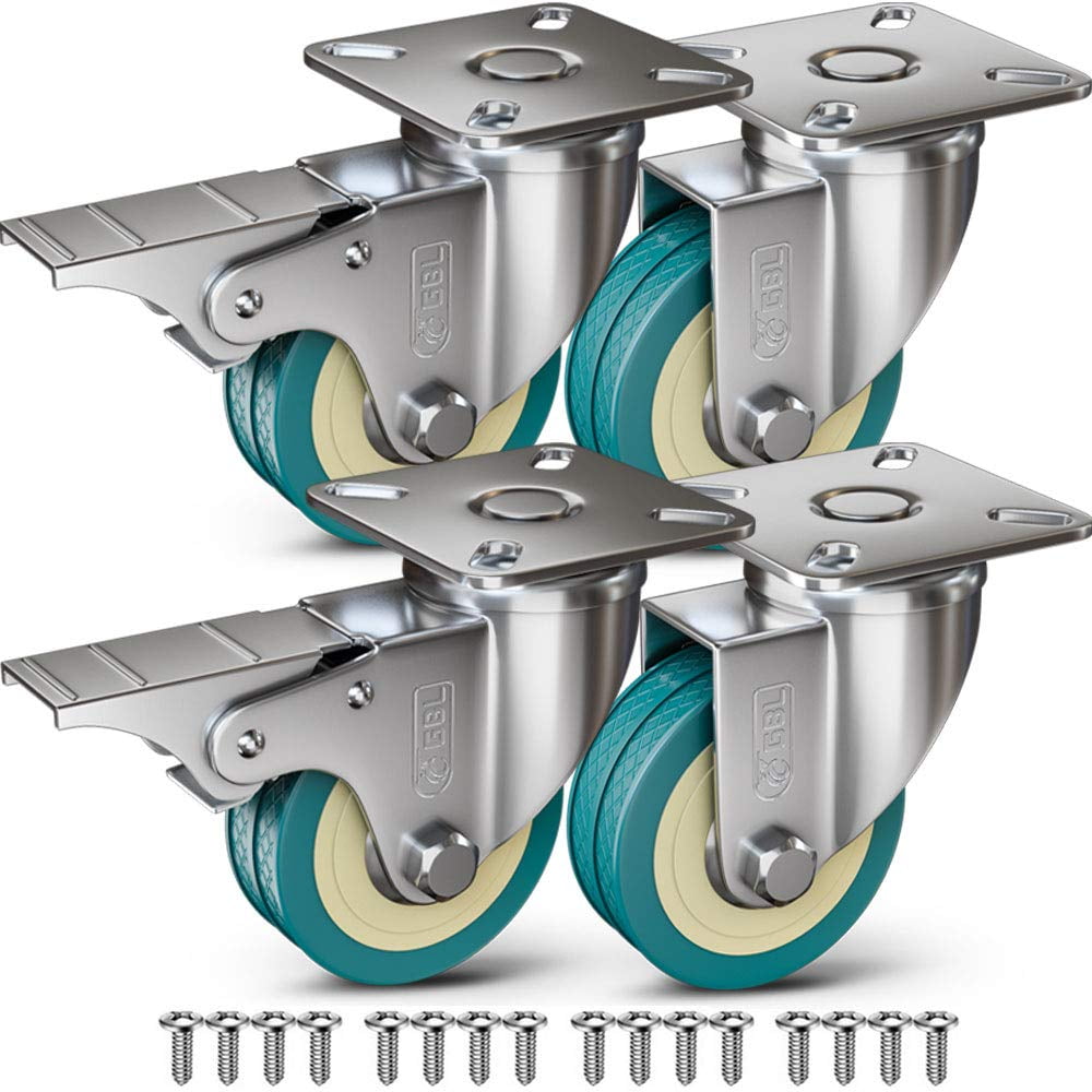 GBL - 2'' Caster Wheels + Screws 440Lbs | Heavy Duty Castor Wheels with ...