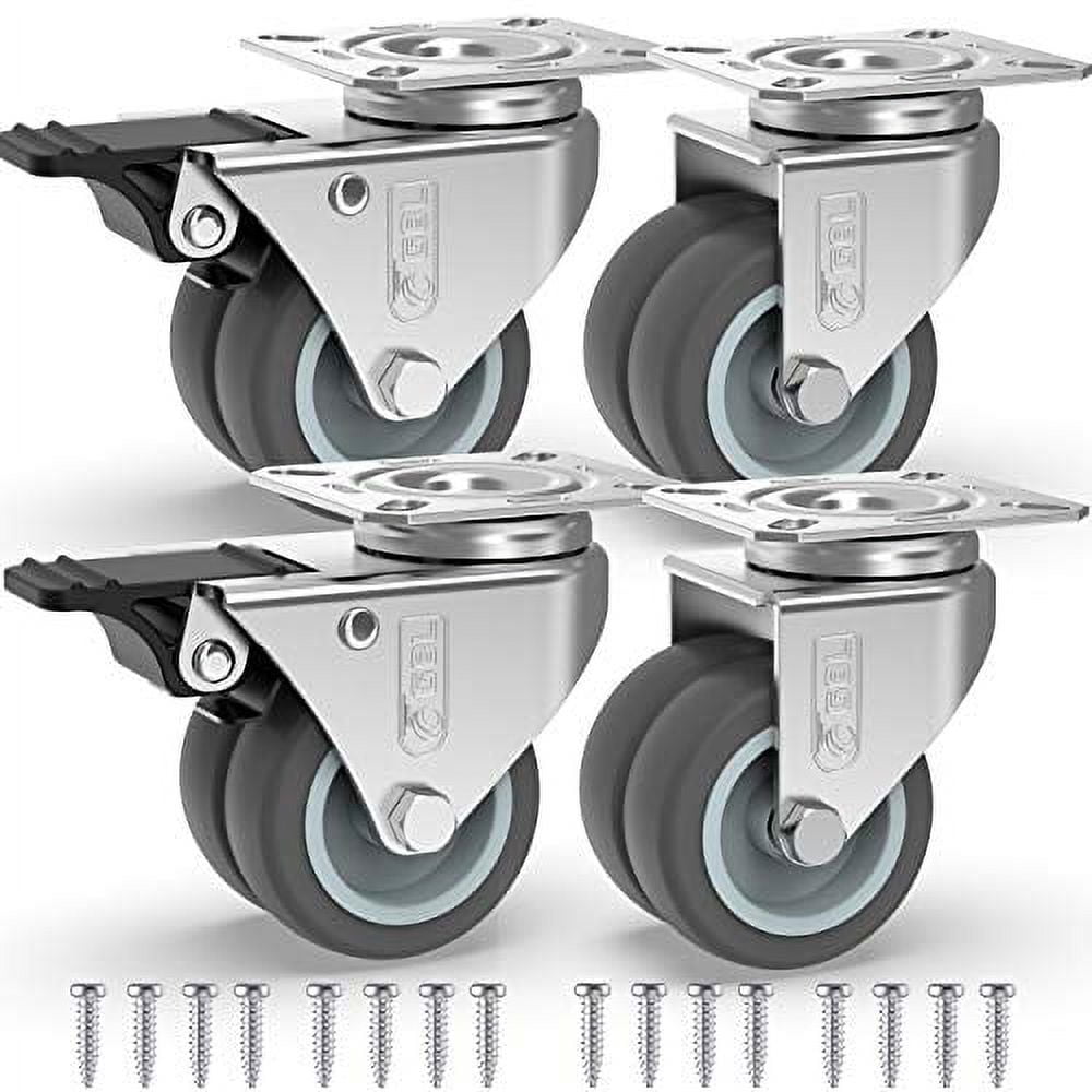 GBL Heavy Duty Castor Wheels - Set of 4 50mm (2") Castors - Rubber ...