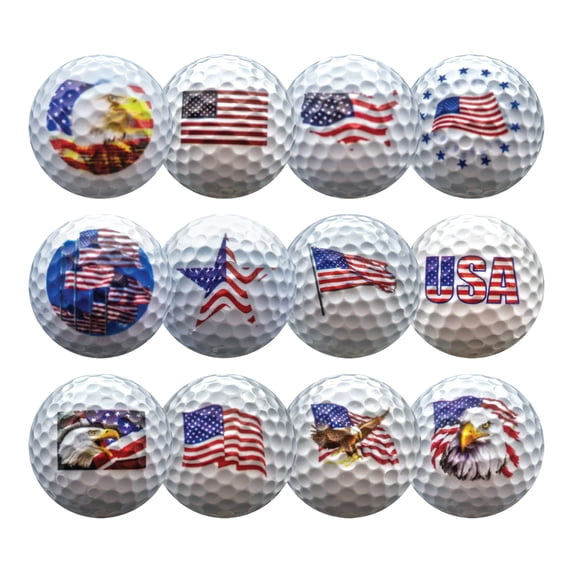GBM GOLF BALL MANUFACTURERS, Golf Balls, 12 Pack, Patriotic Design ...